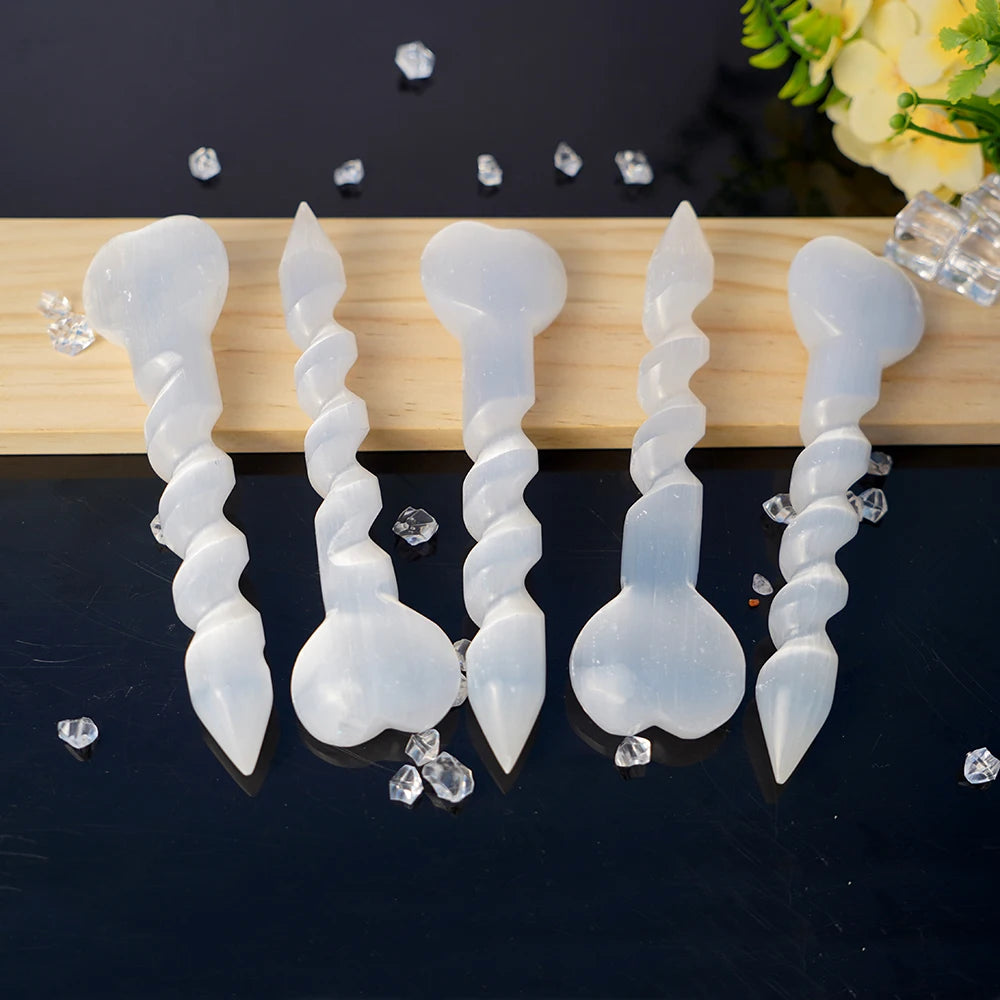 Aura Selenite Wand Cleansing Negative Energy Loveselenite